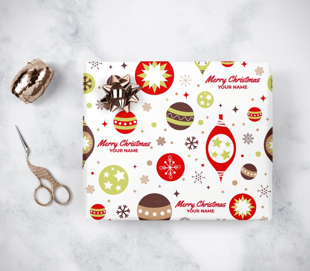 Personalised Bauble Custom Christmas Wrapping Paper Printing